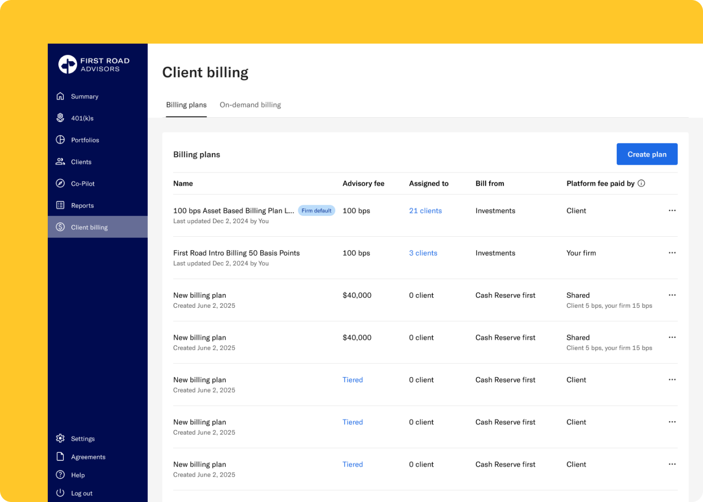 Advisor Billing